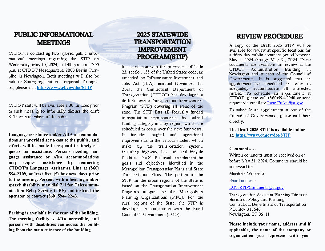 CTDOT Draft 2025-2028 STIP – Western Connecticut Council of Governments